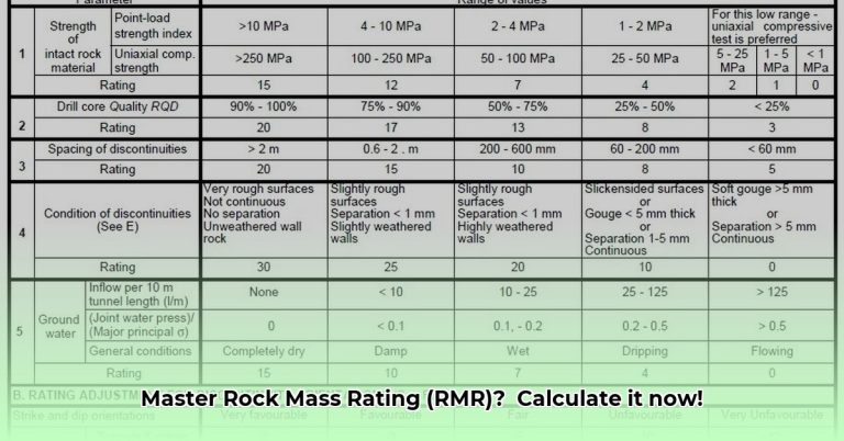 Rock Mass Rating Rmr Calculator A Comprehensive Guide With Tables